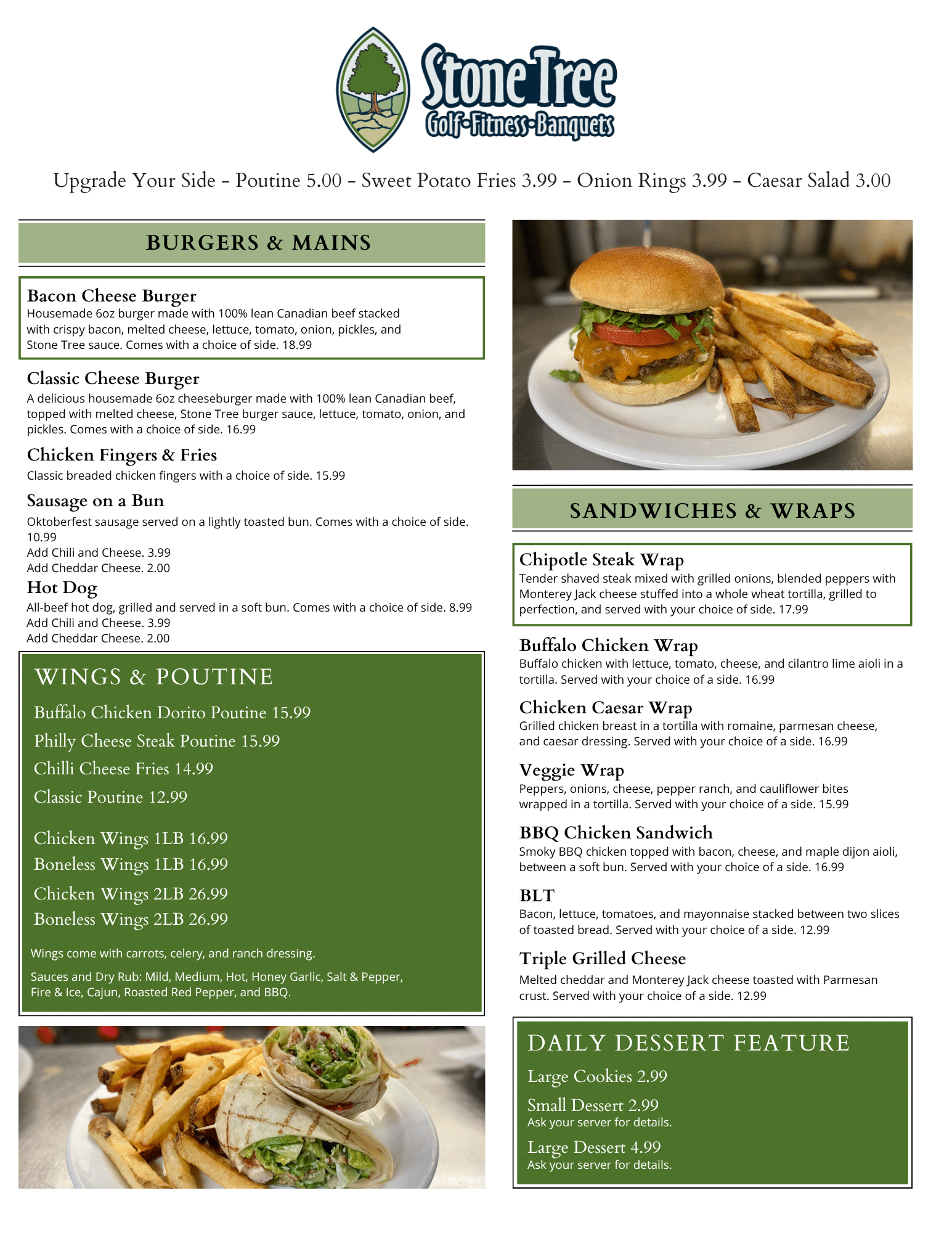 Restaurant & Take Out Menu - Stone Tree Golf and Fitness